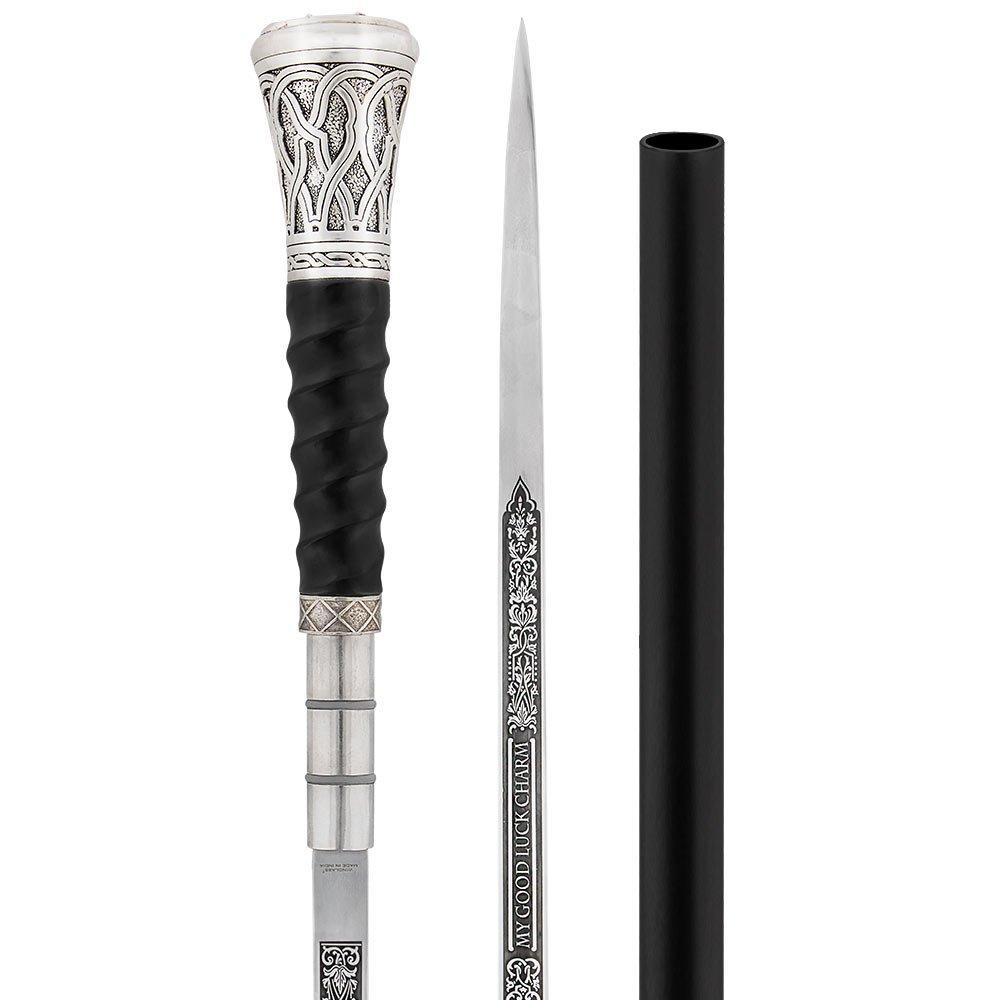 Blackjack 925R Silver Plated Knob Sword Cane w/ Hidden Dice