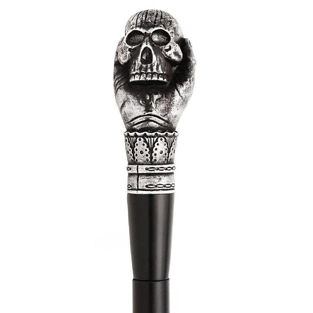 Skull in Hand Pewter Sword Cane