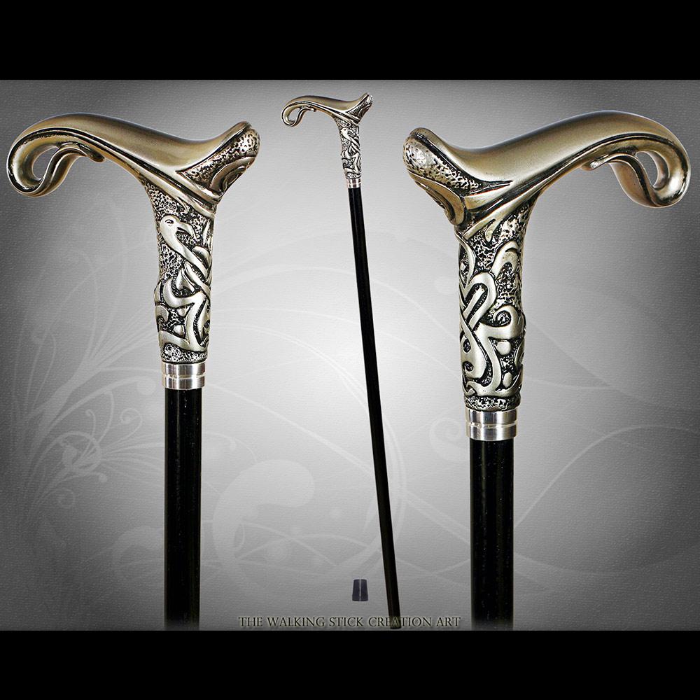 Elegant Silver Walking Cane: Magic Scroll Design – Fashionable Canes