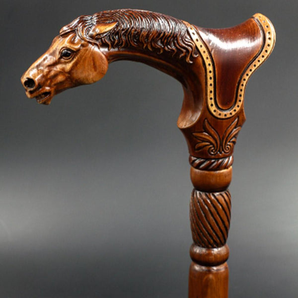 Horse With Saddle Artisan Intricate Handcarved Cane