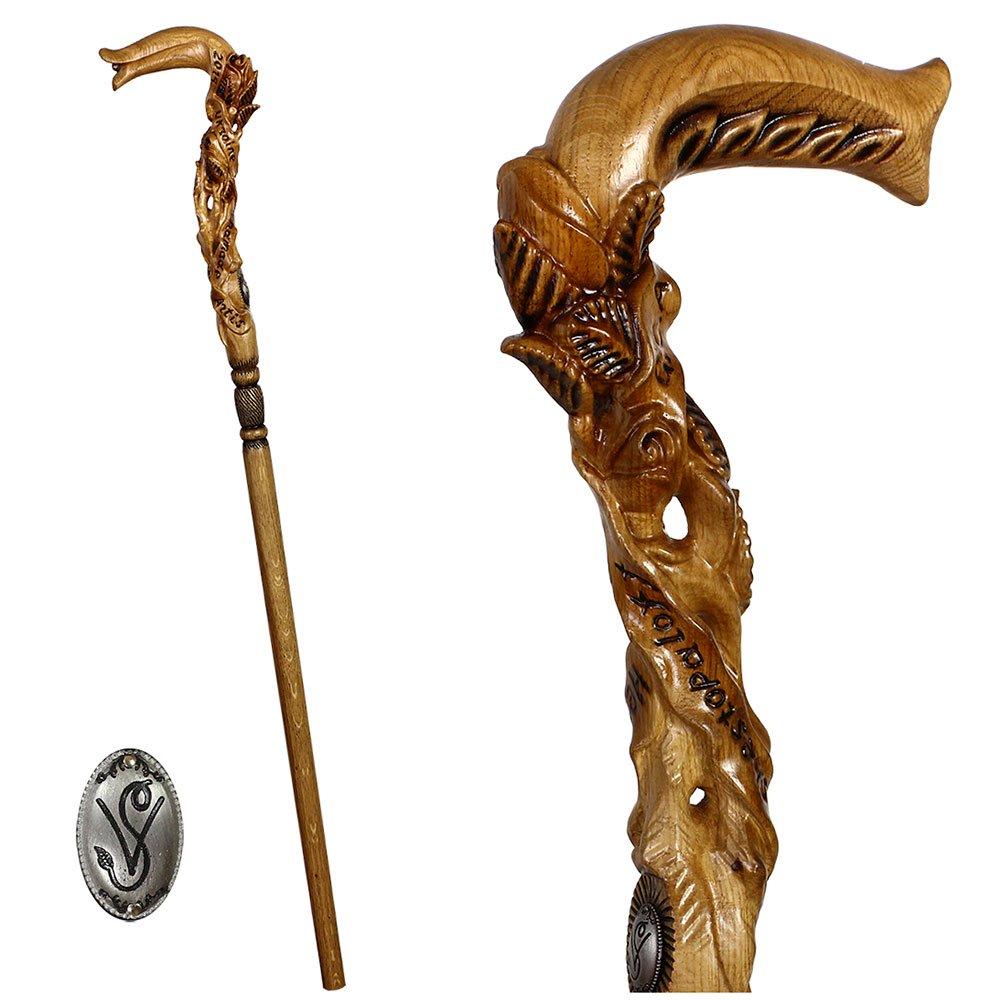 Rose Under the Tree: Artisan Intricate Hand-Carved Cane