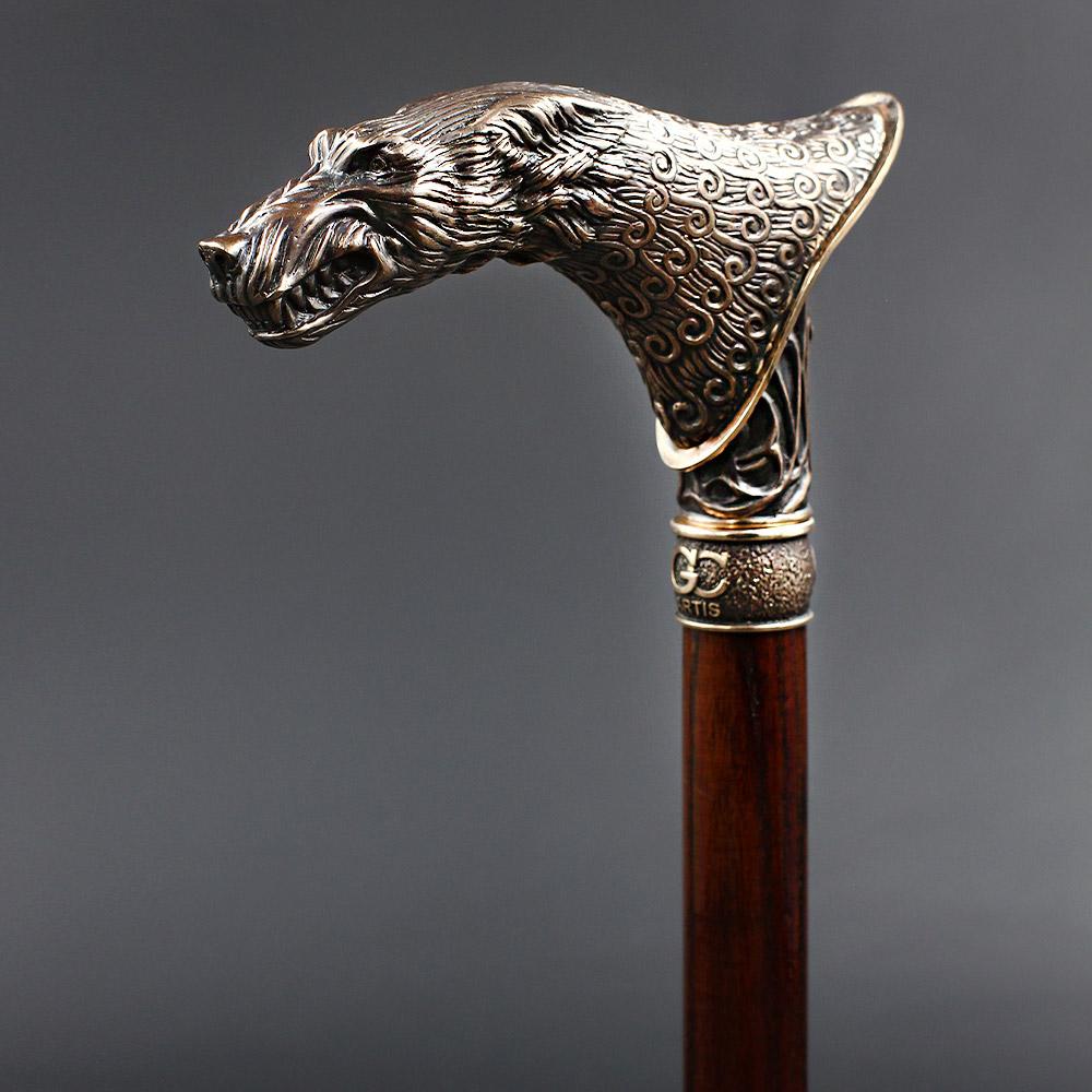 Victorian Wolf: Artisan Intricate Detail Brass Design Cane