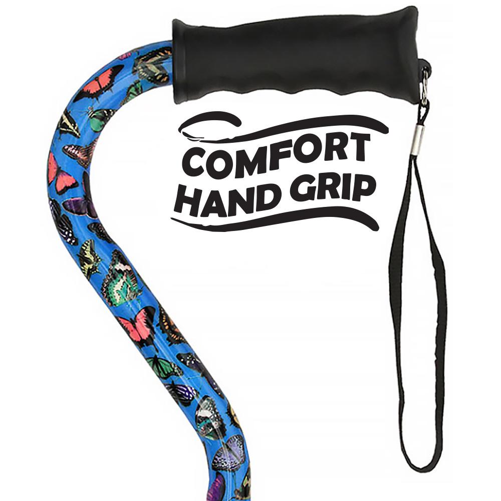 Butterfly: Comfort Grip Adjustable Offset Walking Cane