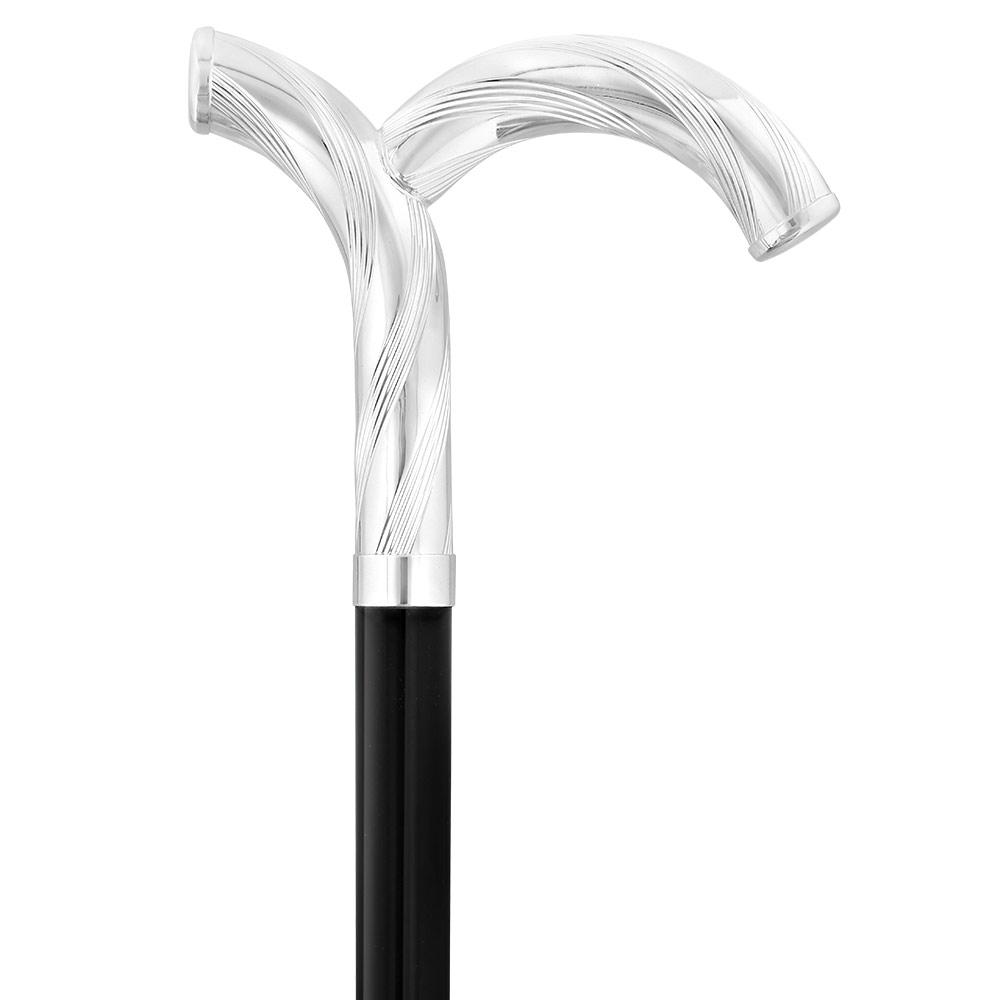 Italian Luxury: 'Curiously Curvaceous' Cane, In 925r Silver