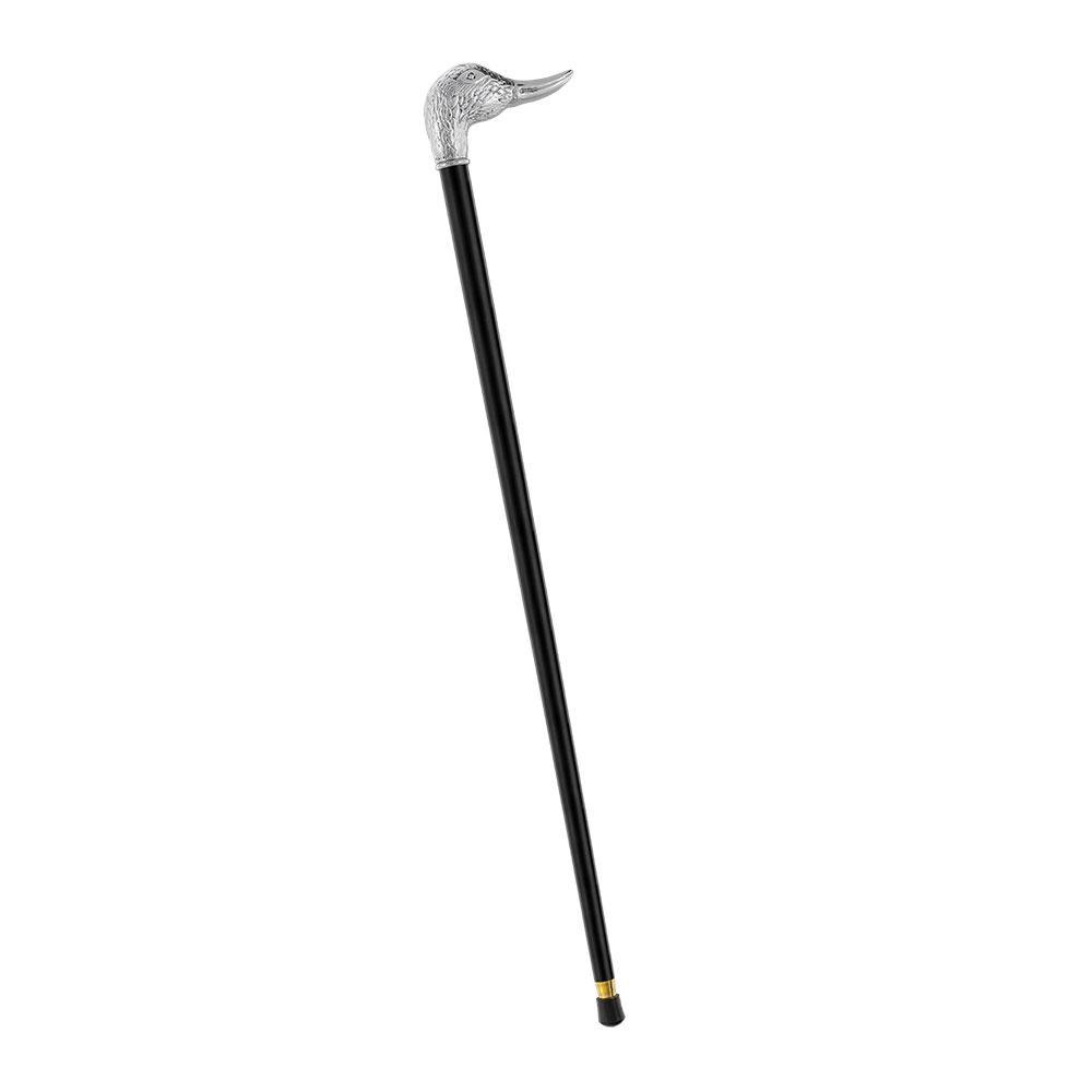 Silver 925r Duck Head Walking Cane with Black Beechwood Shaft