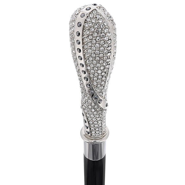 Opulent Italian: 925r Silver Cane w/ Extensive Swarovski Inlay