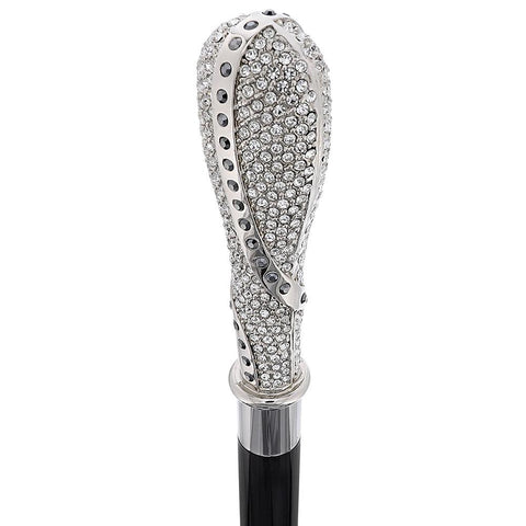 Dazzling Silver 925r with Swarovski Elements Walking Cane w/ Black ...