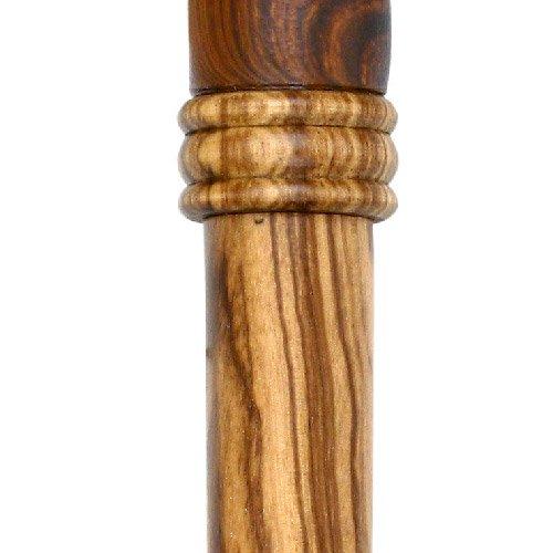 Zebrano Wood Shaft Wooden Collar Contour Palm Grip Walking Cane