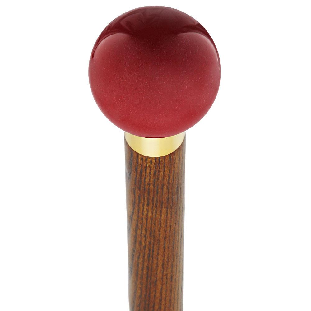 Red Candy Metallic Knob Cane - Personalize Wood Shaft & Collar