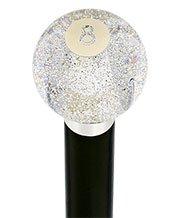 Playful 8 Ball Clear Sparkle Round Knob Cane with Custom Wood Shaft ...