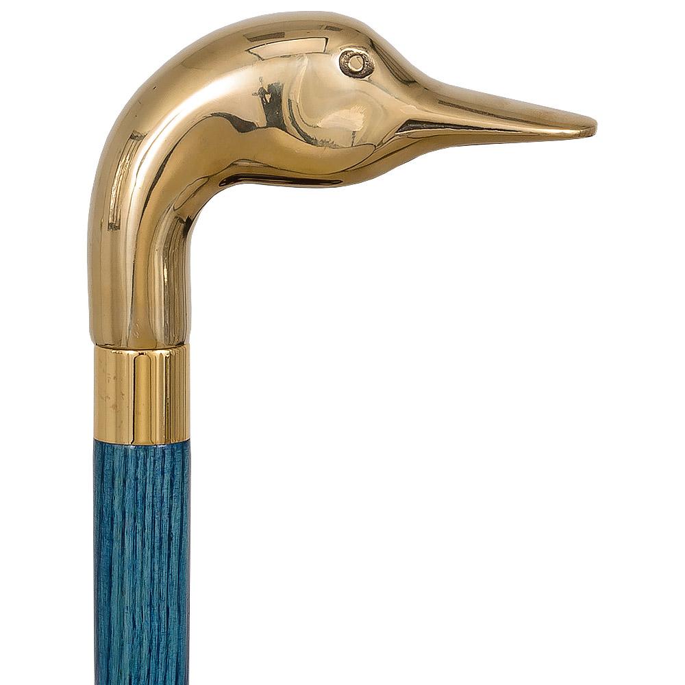 Brass Goose Handle Walking Cane w/ Custom Color Stained Ash Shaft