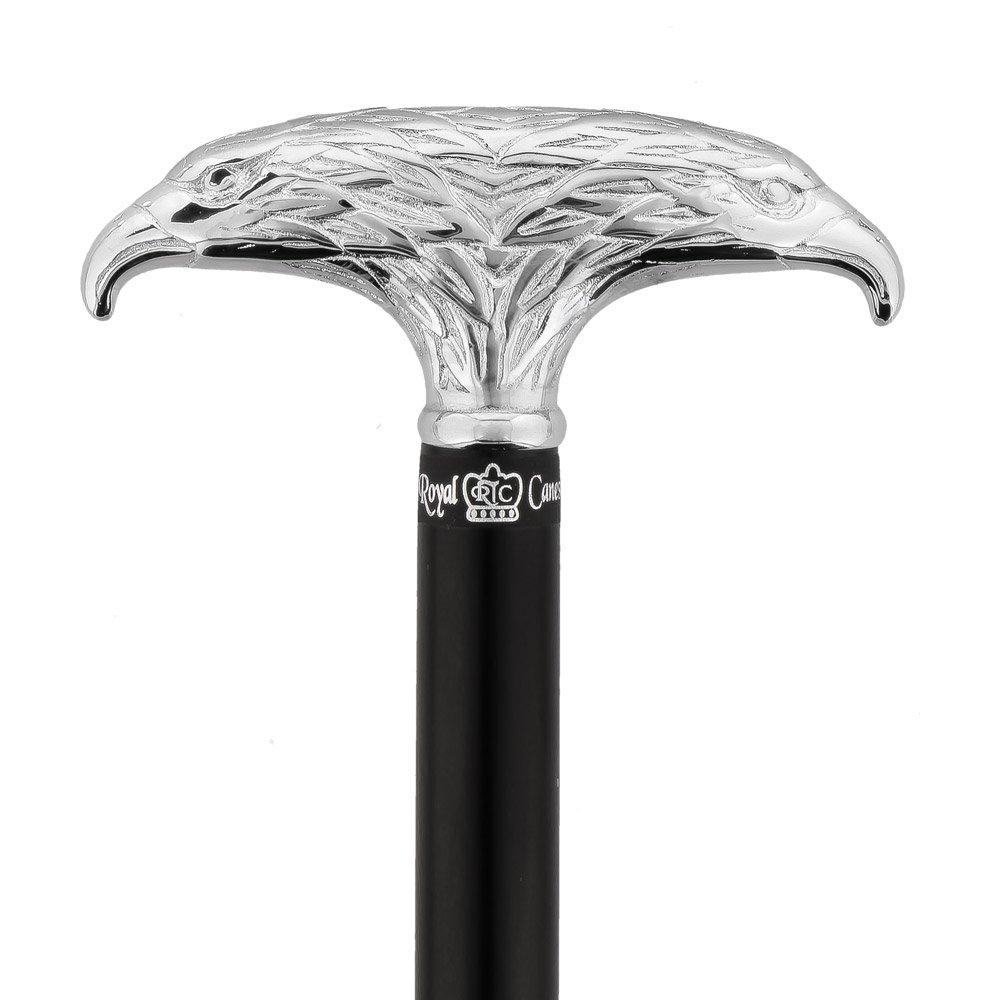 Patriotic Chrome Plated Double Eagle T-Handle Walking Cane