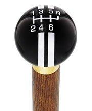 Sleek Black & Gray Rally Shift Round Knob Cane with Custom Color Ash ...