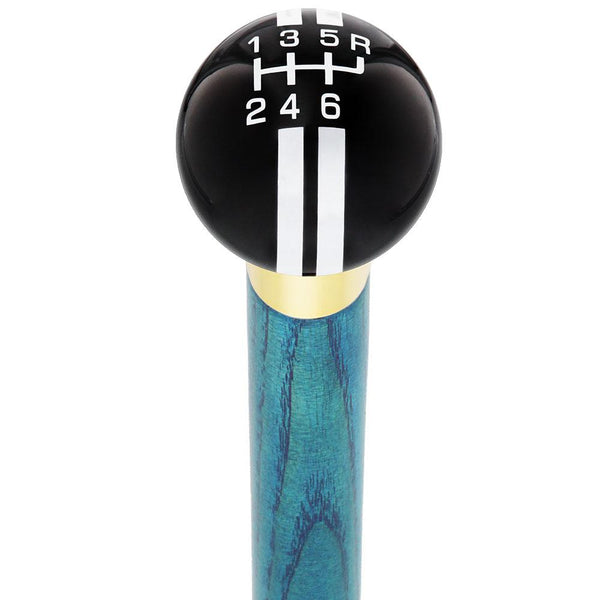 Black & Gray Rally Shift Round Knob Cane w/ Custom Color Ash Shaft