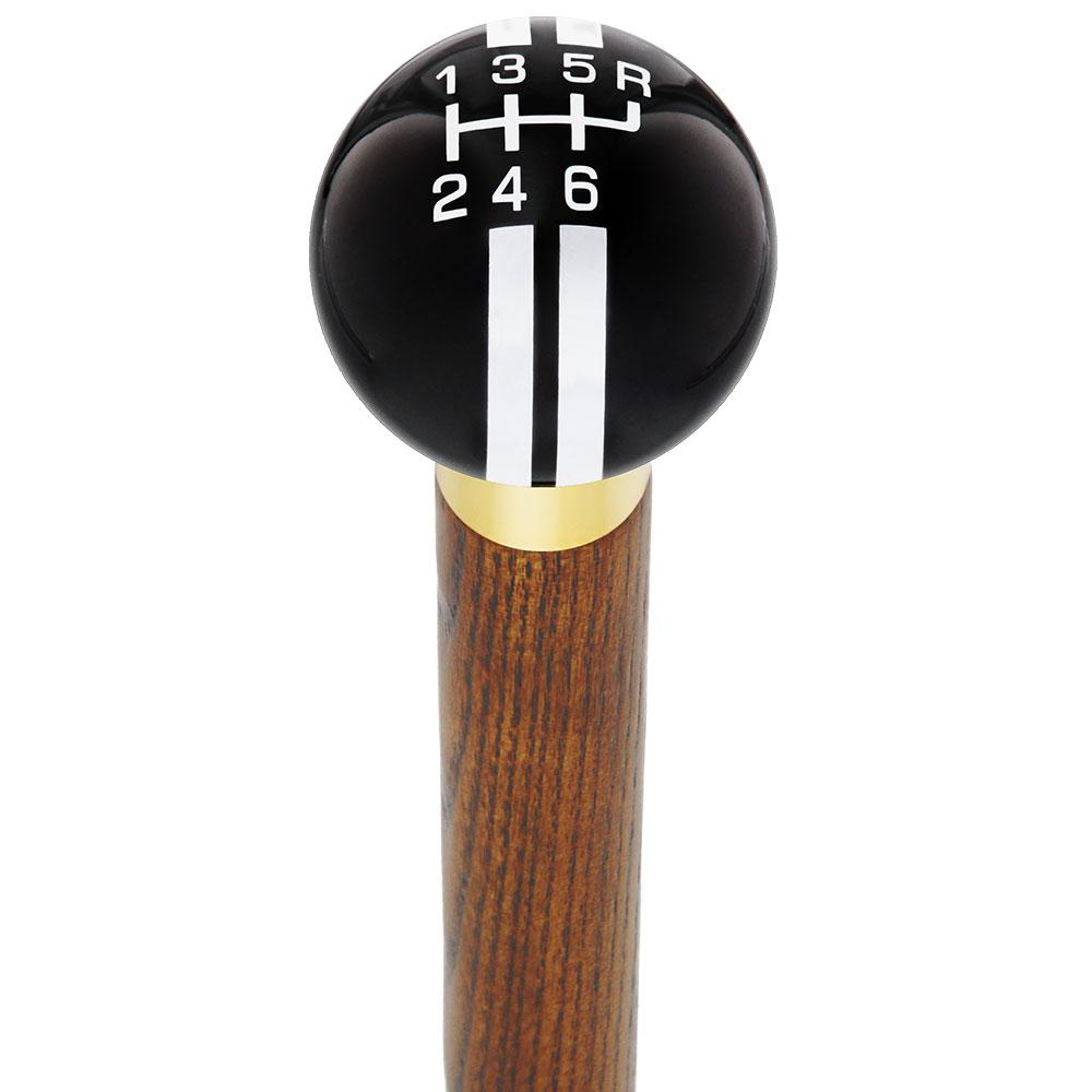 Black & Gray Rally Shift Round Knob Cane w/ Custom Color Ash Shaft