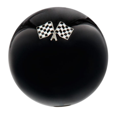 Checkered Racing Flags Black Round Knob Cane w/ Custom Wood