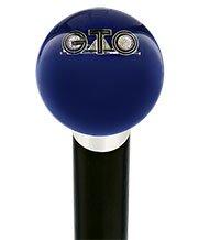 Sleek GTO Car Emblem Dark Blue Round Knob Cane with Custom Wood Shaft ...