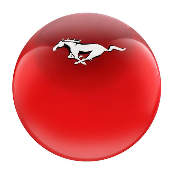 Licensed Mustang Horse Emblem Red Round Knob Cane w/ Custom Wood