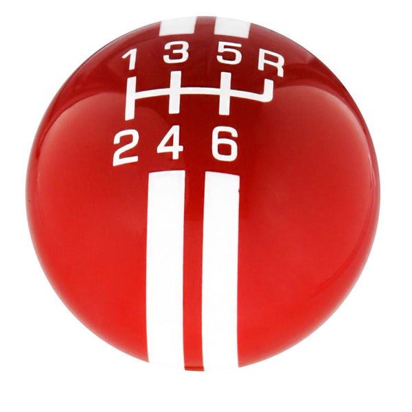 Red & White Rally Shift Round Knob Cane w/ Custom Wood Shaft & Collar