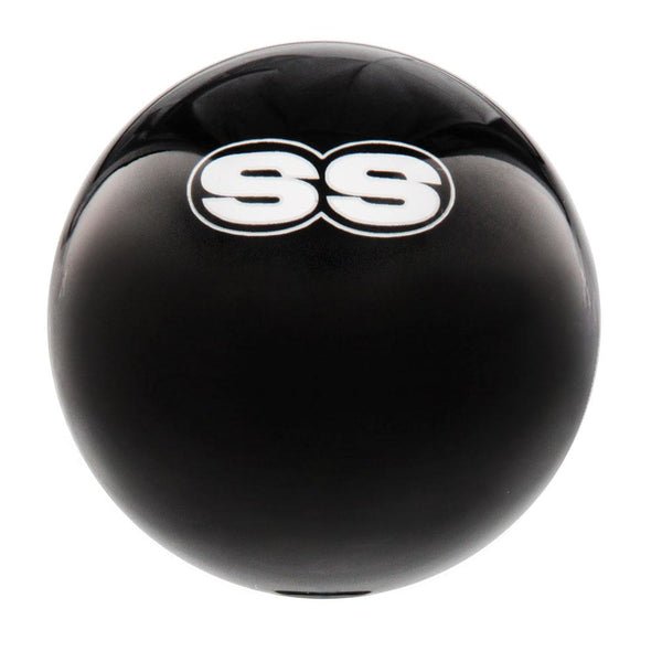 SS Car Emblem Black Round Knob Cane w/ Custom Wood Shaft & Collar
