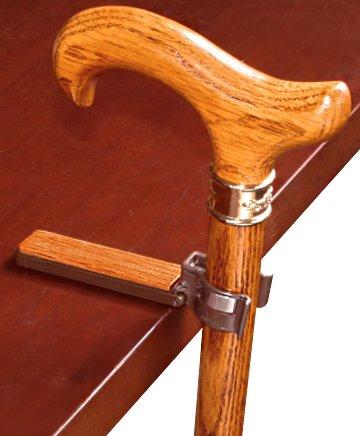 Auto Flip-Up Oak Wood Cane Holder: Easy Store-Away Design