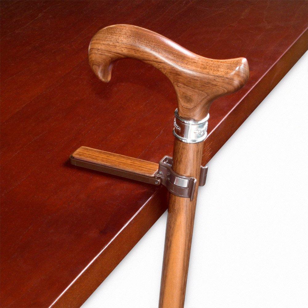 Auto Flip-Up Walnut Wood Cane Holder: Easy Store-Away Design