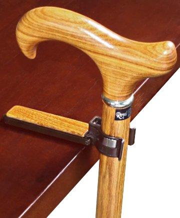 Auto Flip-Up Zebrano Wood Cane Holder: Easy Store-Away Design