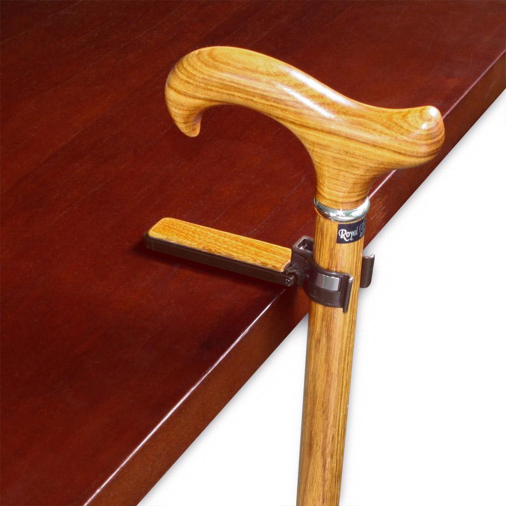 Auto Flip-Up Zebrano Wood Cane Holder: Easy Store-Away Design