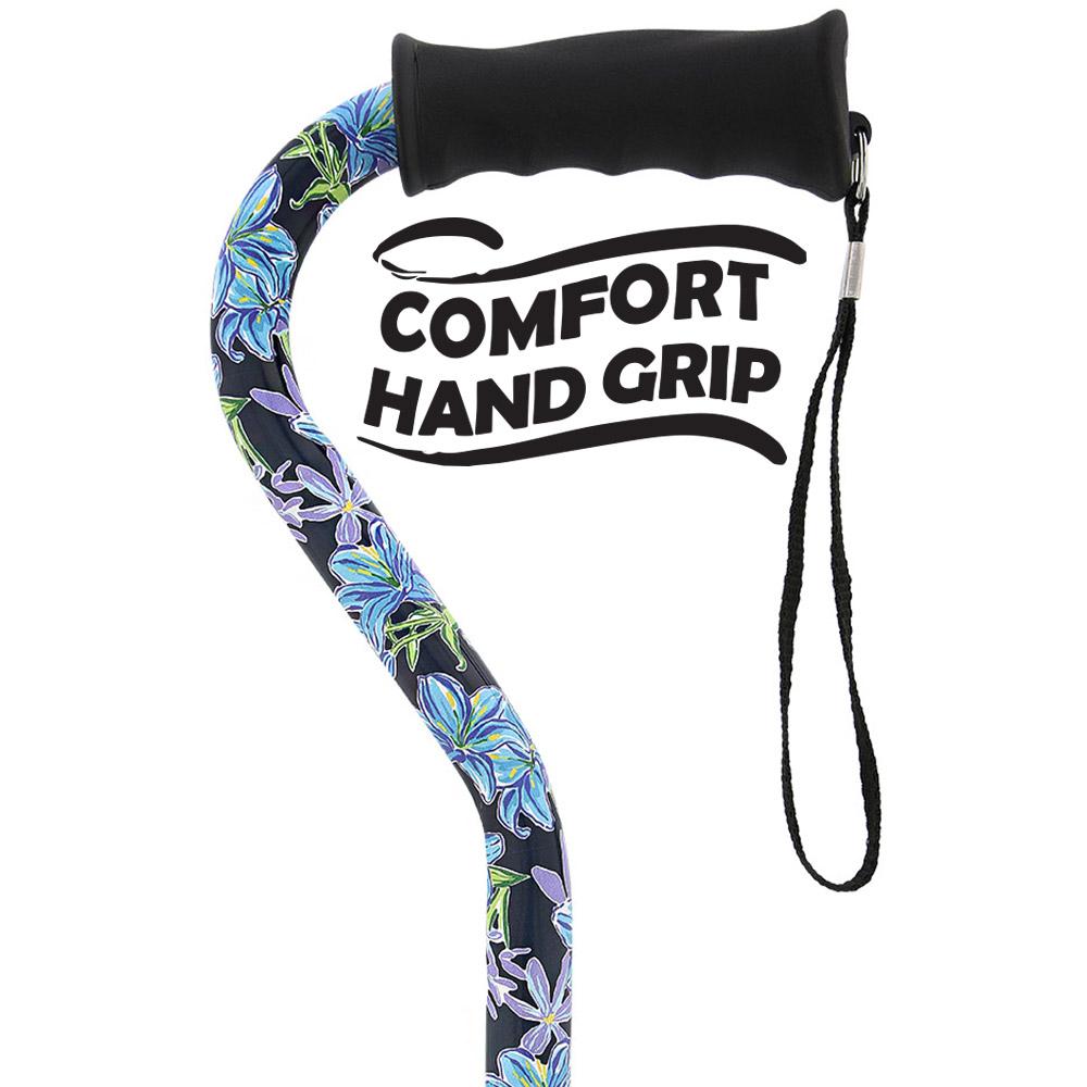 Designer Dark Blue Vivienne May: Comfort Grip Offset Cane