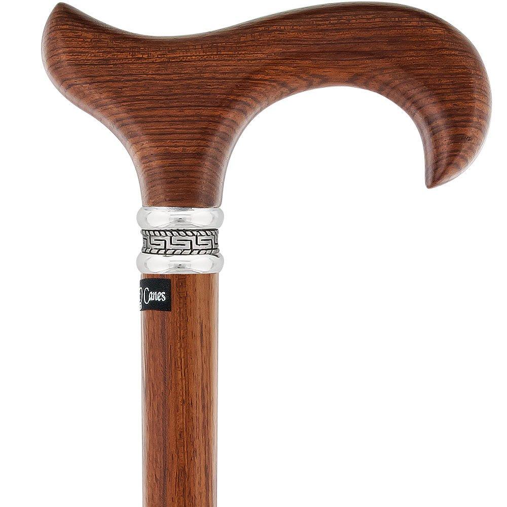 Luxurious Exotic Bubinga: Rich Grain Wood Cane with Pewter Collar