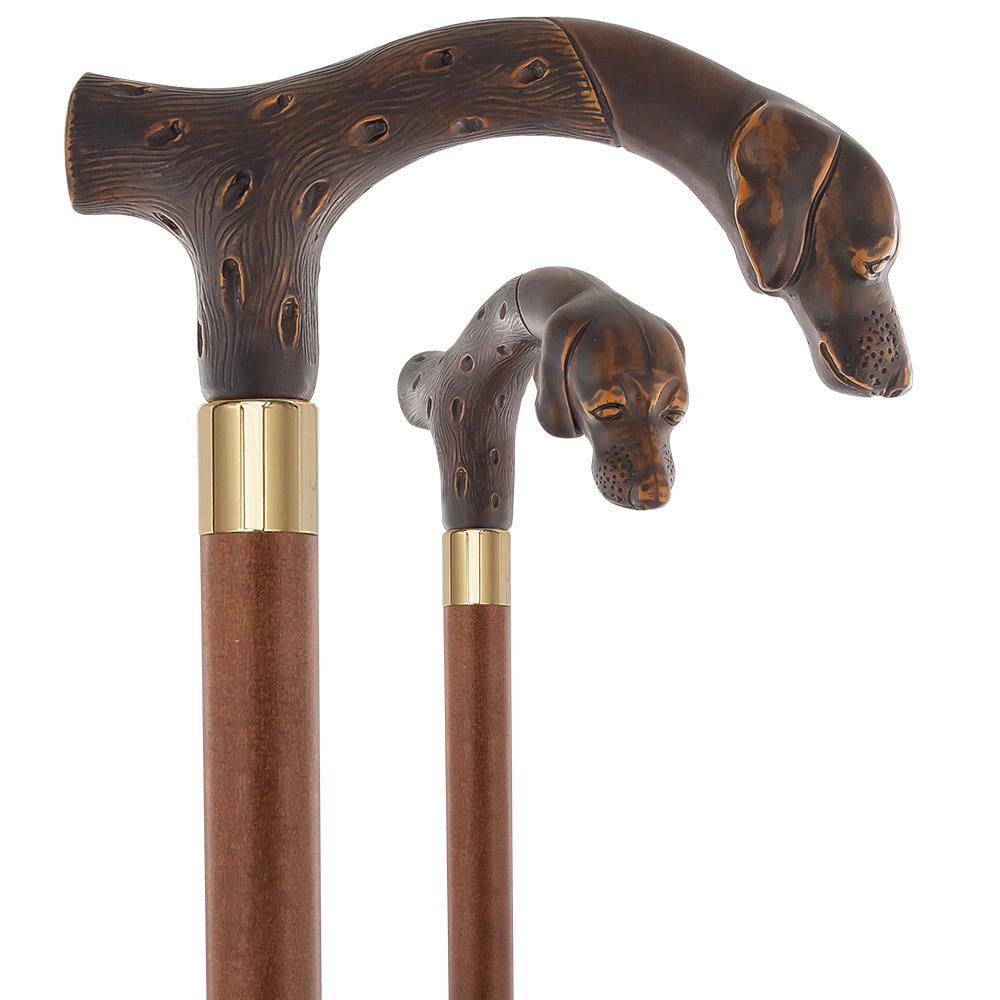 Devoted & Loyal Dog Wooden Fritz Handle Cane w/ Custom Shaft & Collar