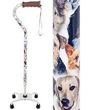 Cute Dogs Convertible Quad Base Walking Cane with Comfort Grip