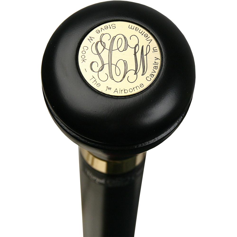 Personalized Engraved Knob Stick: Black Beechwood Shaft