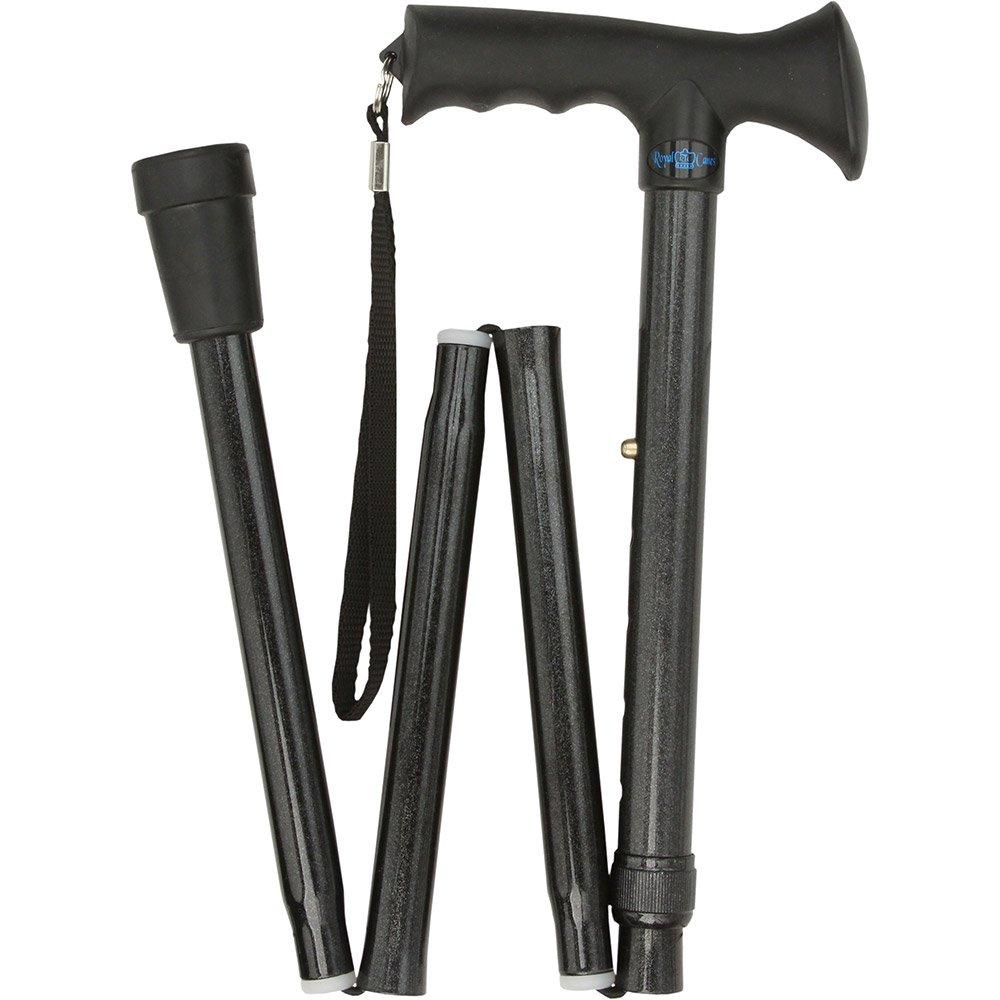 Comfort Grip Black Adjustable Folding Walking Cane