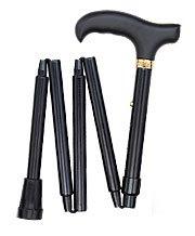 Black Mini Compact: Adjustable Folding Cane with Zipper Bag