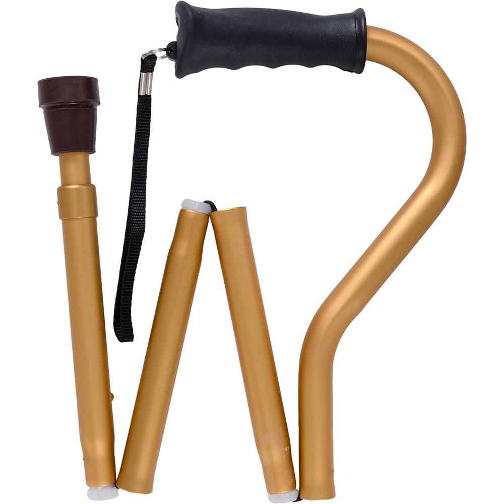 Scratch & Dent Gold Adjustable Folding Offset Walking Cane with