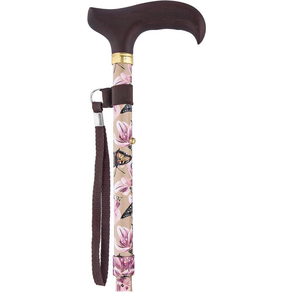 Lily & Butterfly Derby: Elegant, Adjustable Folding Cane
