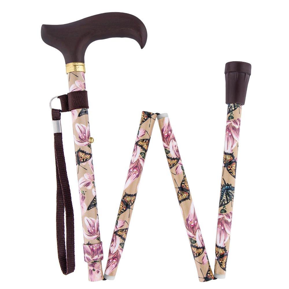 Lily & Butterfly Derby: Elegant, Adjustable Folding Cane