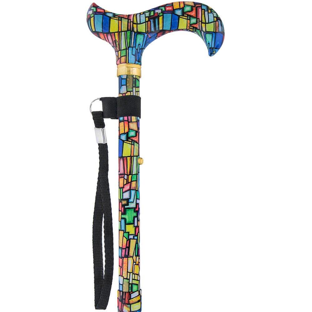 Mosaic Stained: Designer Pattern Folding Adjustable Cane