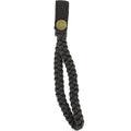 Braided Cane Wrist Strap with Snap, Faux Black Leather