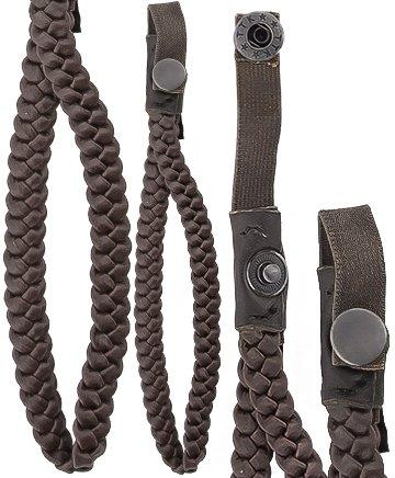 Faux Braided Brown Leather Cane Wrist Strap with Snap