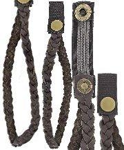 Cane Wrist Strap with Snap - Genuine Brown Braided Leather