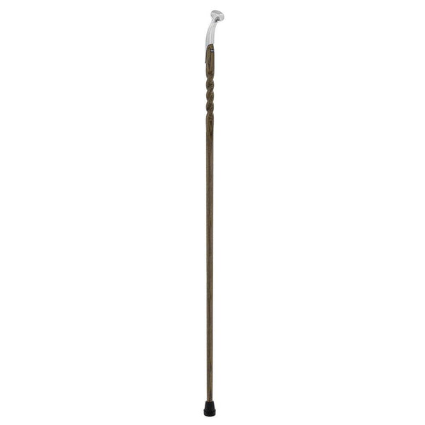 Hame Chrome Plated Handle Walking Stick With Twisted Ash Wood