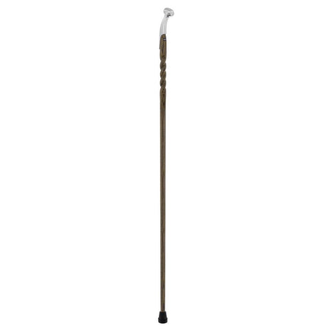 Hame Chrome Plated Handle Walking Stick With Twisted Ash Wood