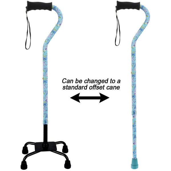 Light Blue Vivienne May Convertible Quad Base Walking Cane with
