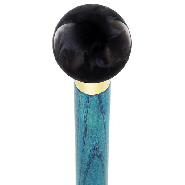 Luscious Black Pearl Round Knob Cane w/ Custom Color Ash Shaft