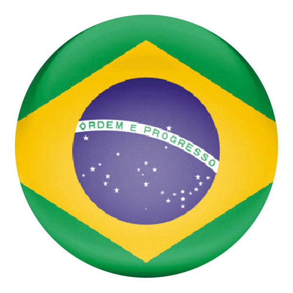 Brazil Flag Emblem Flask Walking Stick: Wood Shaft Hidden Flask