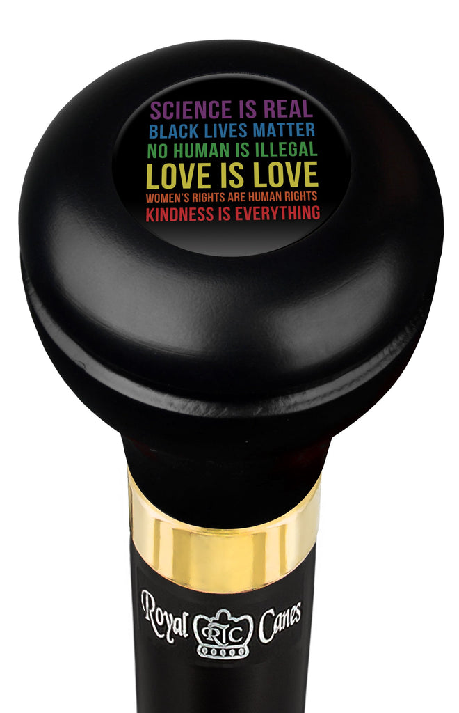 Love is Love Flask Walking Stick w/ Black Beechwood Shaft & Pewter