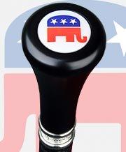 Republican Emblem Flat Top Stick: Beechwood Shaft Pewter