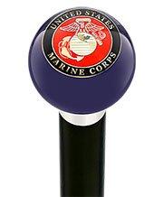 Military U.S. Marine Corps Dark Blue Round Knob Cane with Custom Wood ...